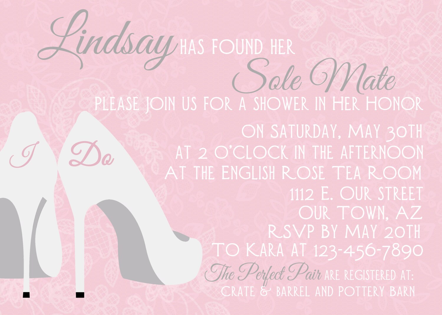 Bridal Shower Shoe Invitation - PRINTABLE DIGITAL FILE 5x7, Print Any ...