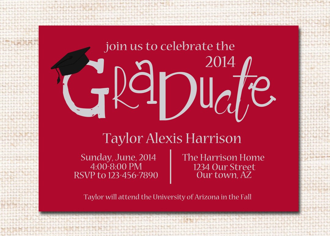 Graduation Party Invitation, Announcement, PRINTABLE DIGITAL FILE 5x7 ...