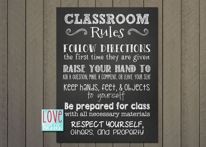 Classroom Class Rules Chalkboard PRINTABLE DIGITAL FILE - Etsy