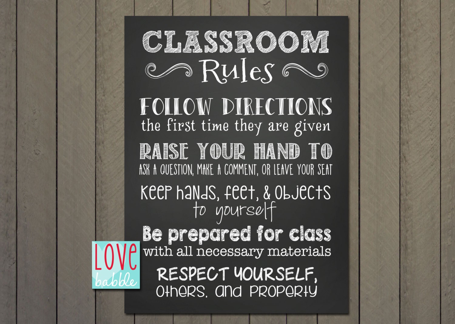 Classroom Class Rules Chalkboard PRINTABLE DIGITAL FILE | Etsy