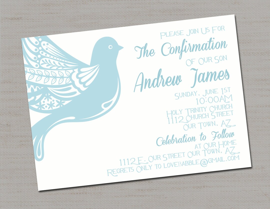 Confirmation, Baptism, First Communion Invitation, 5 X 7 PRINTABLE ...