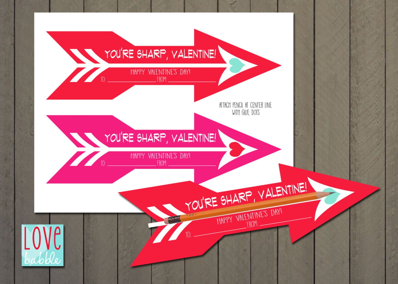 Arrow Cupid Boys Girls Pencil Valentine Exchange Cards - PRINTABLE ...