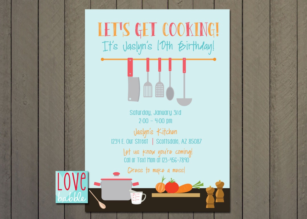 Cooking Baking Kitchen Chef Party, Kitchen Bridal Shower, Cooking Class ...