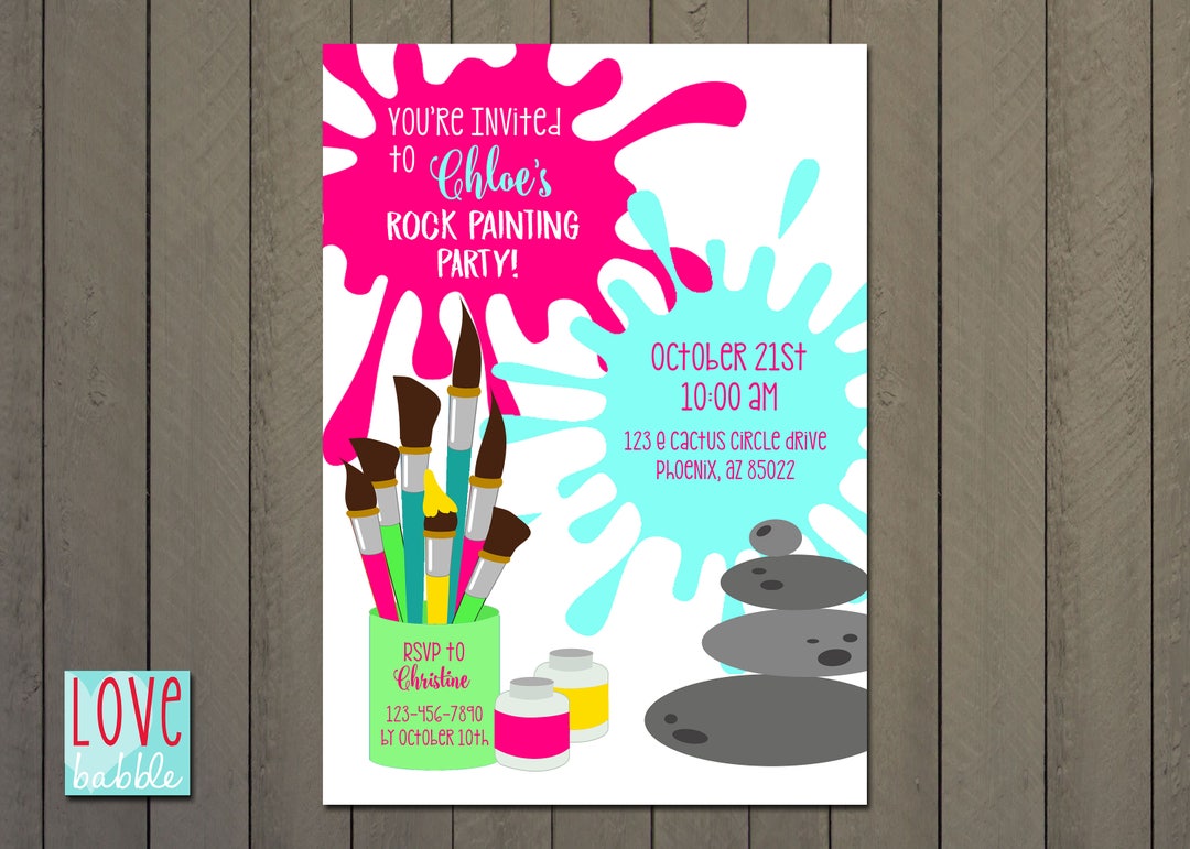 Rock Painting Party, Geology Party, Girls Rock Paint Party - PRINTABLE ...