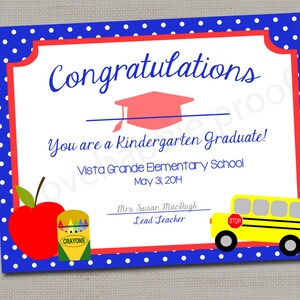 Preschool Kindergarten Graduation Promotion Commencement Certificate ...