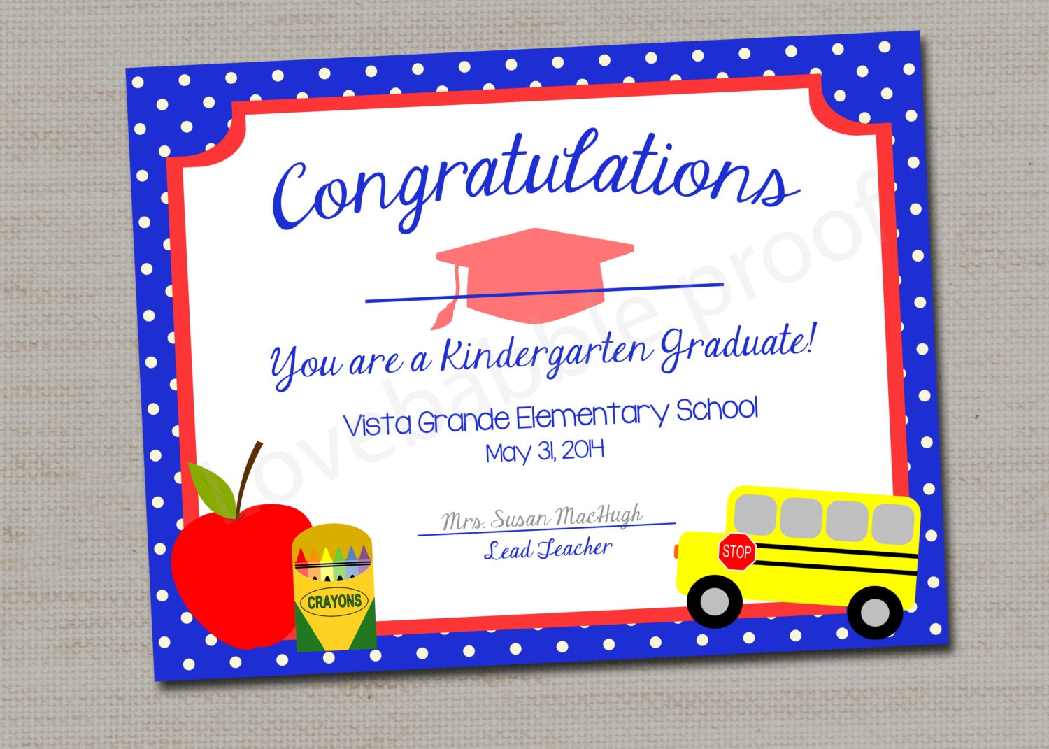 Preschool Kindergarten Graduation Promotion Commencement Certificate ...