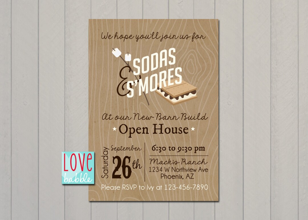 S'mores, Camping, Camp Out, Bonfire, Campfire Open House Invitation ...