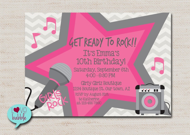 Rock Star Party Karaoke Party Super Star Party Invitation - Etsy