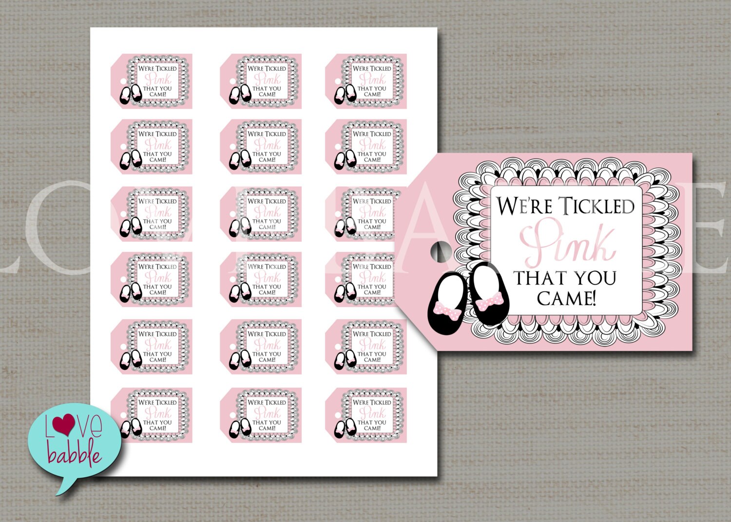 Tickled Pink Favor Tag, Baby Girl Shower Favor Tag - PRINTABLE DIGITAL ...