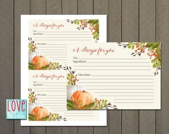 Fall Recipe Cards | Etsy