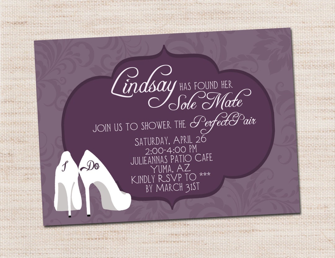 Bridal Shower Shoe Invitation - PRINTABLE DIGITAL FILE, Print Any ...