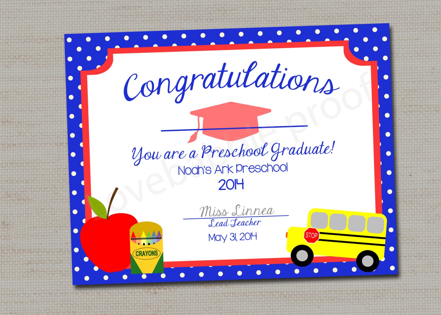 Preschool Kindergarten Graduation Promotion Commencement Certificate ...