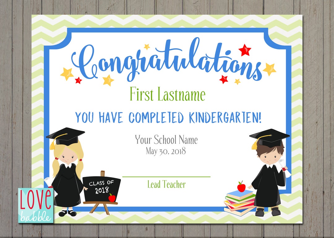 Preschool Kindergarten Graduation Promotion Commencement Diploma ...