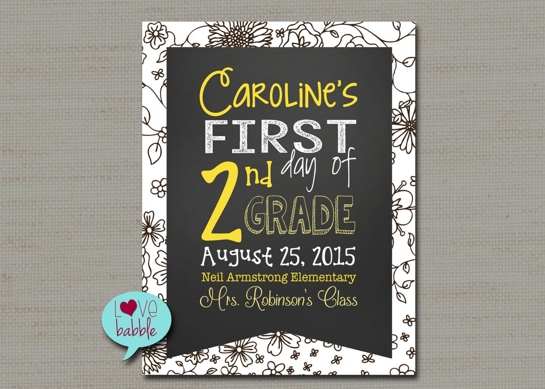 DOODLE - First Last Day of School Sign, Back to School, Photo Prop ...