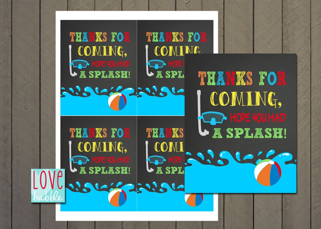 Pool Party Favors Thank You, Summer Party, Swim Party Favor Tag Label ...