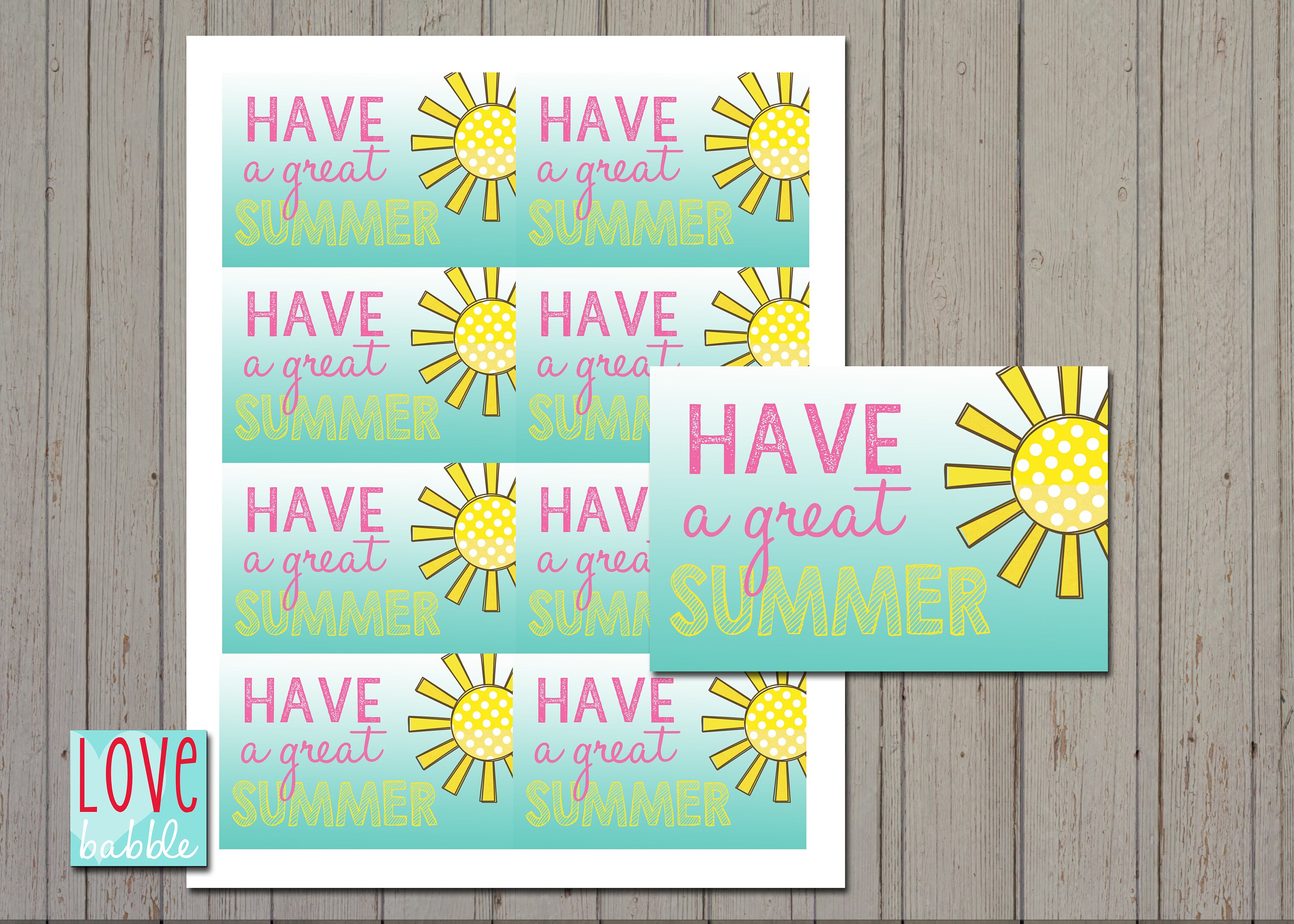 End of the year summer cards tags PRINTABLE DIGITAL | Etsy