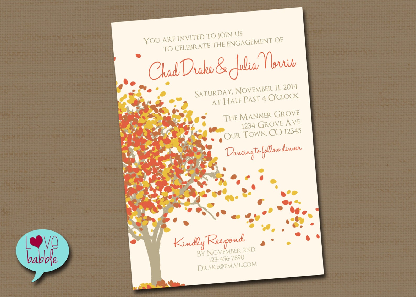 Fall Autumn Engagement Party, Couple's Bridal Shower, Fall Wedding ...