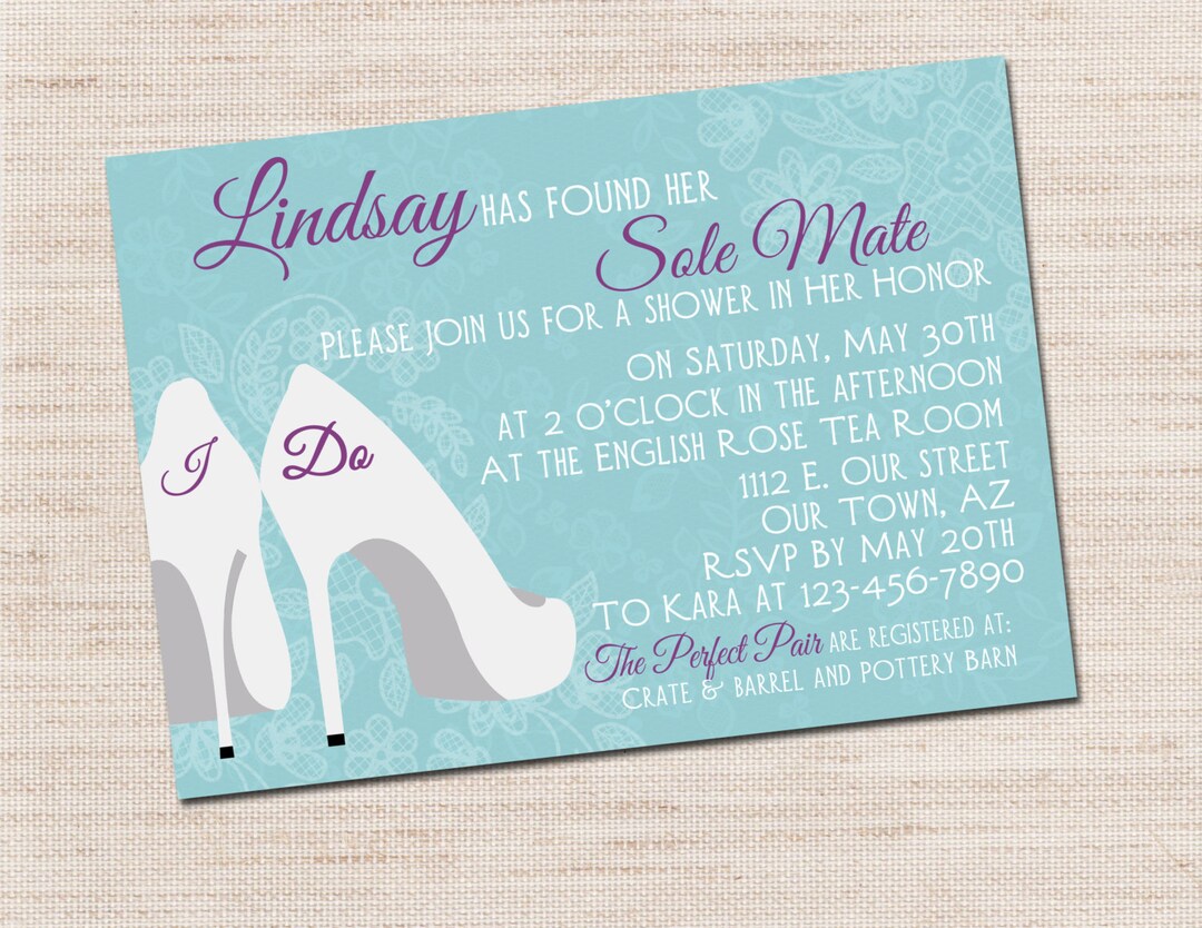 Bridal Shower Shoe Invitation PRINTABLE DIGITAL FILE 5x7, Print Any ...