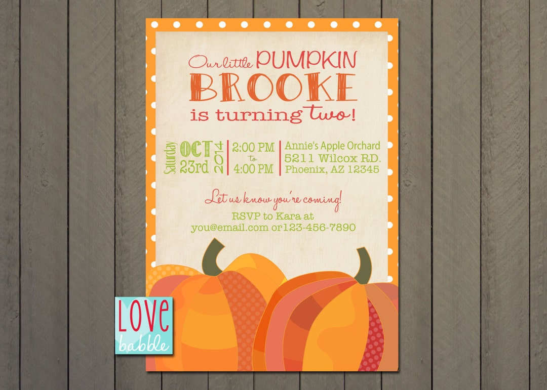 Pumpkin Birthday Party Invitation, Halloween, Harvest Festival ...