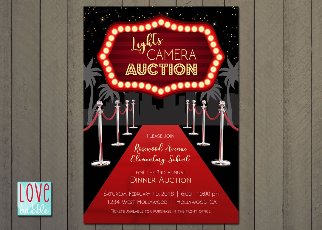 Hollywood Movie Red Carpet Dinner Auction Invitation, PRINTABLE DIGITAL ...