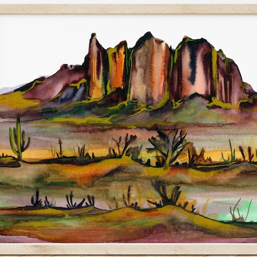Arizona Desert Watercolor Print by Hippiehoppy - Etsy
