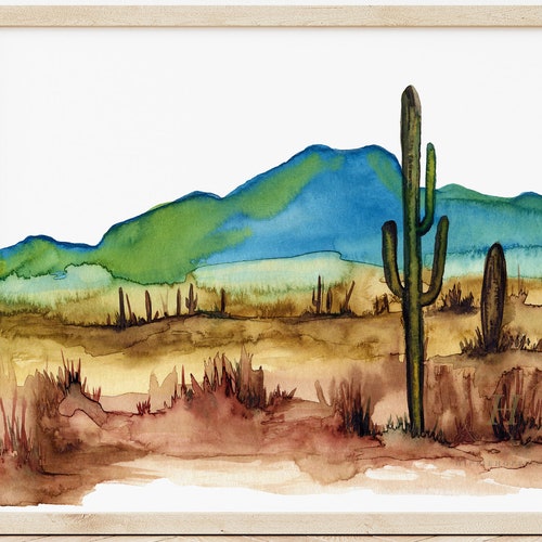 Arizona Desert Watercolor Print by Hippiehoppy - Etsy