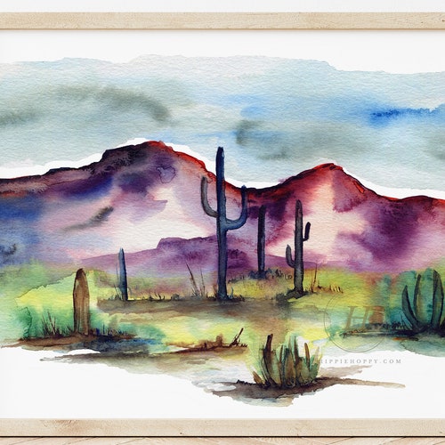 Large Arizona Desert Watercolor Print - Etsy