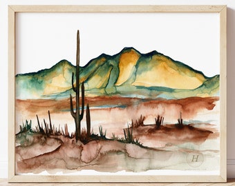 Arizona Desert Watercolor Print | Etsy