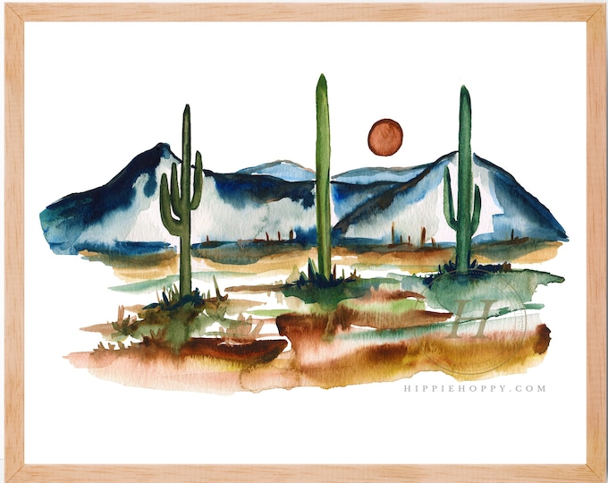 Arizona Desert Watercolor Print by Hippiehoppy - Etsy