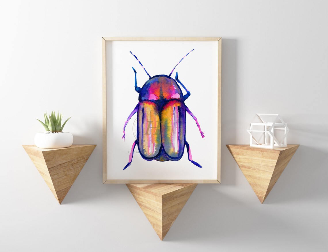 Watercolor Beetle Print - Etsy