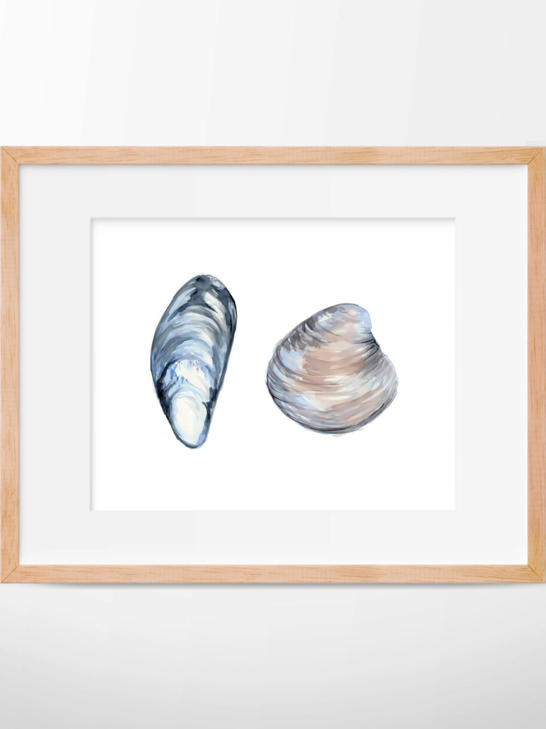 Mussel and Clam Watercolor Print - Etsy