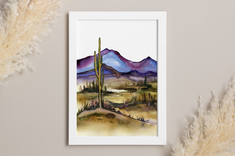 Desert Watercolor Print Wall Decor by Hippiehoppy - Etsy
