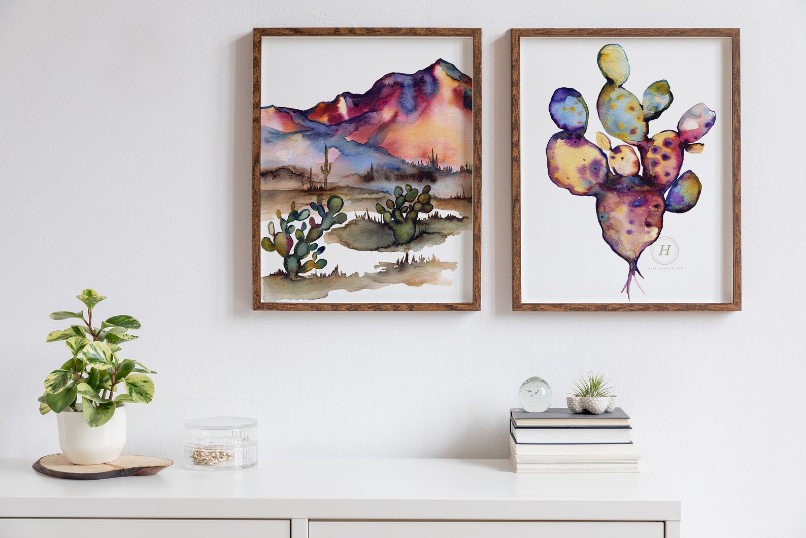 Desert Wall Art Desert Landscape Wall Art Set of 2 | Etsy