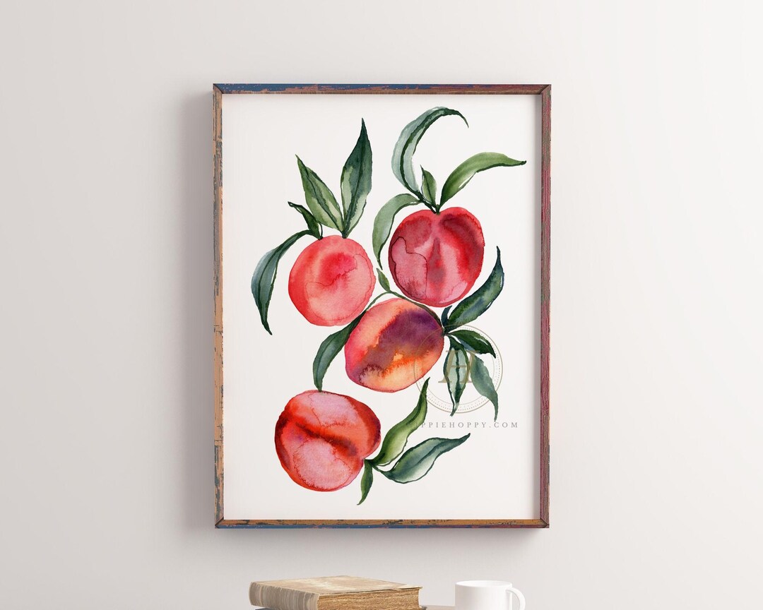 PEACHES FRUIT Watercolor Painting by Crystal Cortez - Etsy
