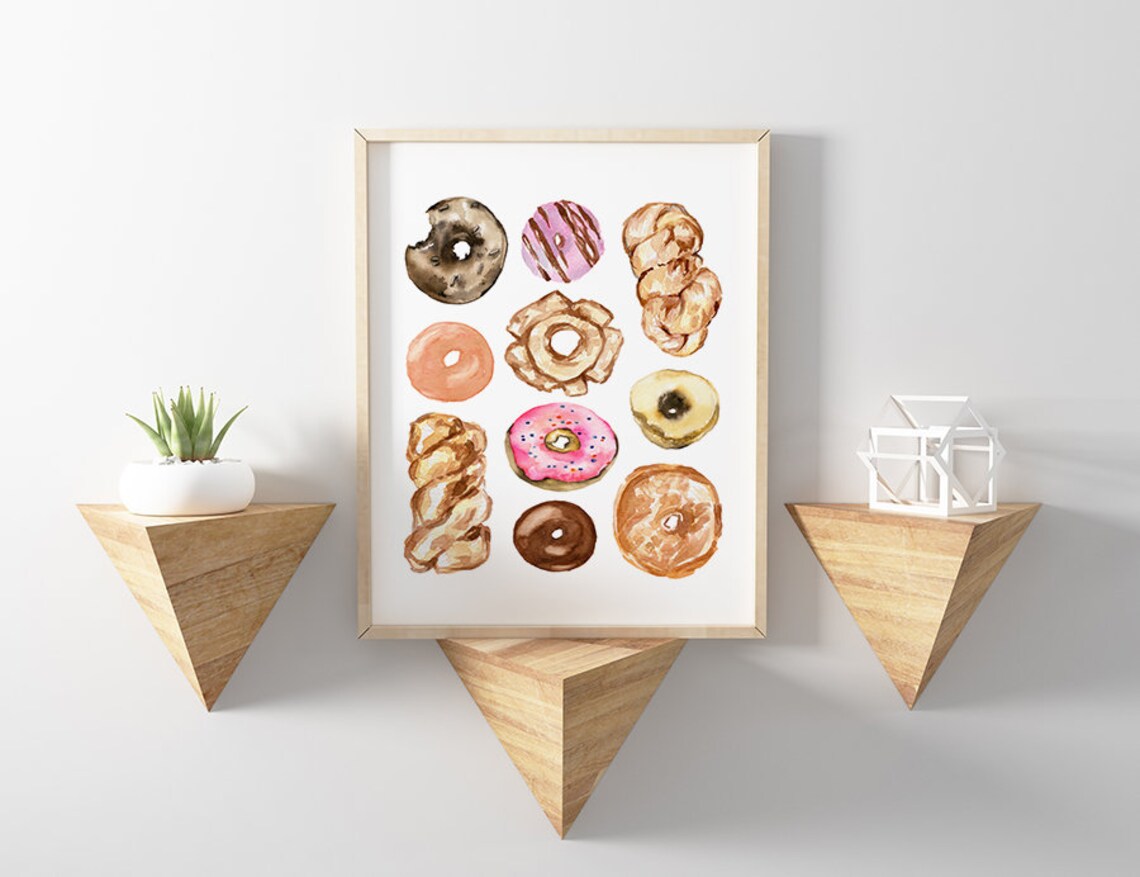 Donut Watercolor Print | Etsy
