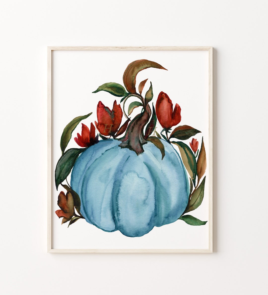 Blue Pumpkins Watercolor Print, Painted by Hippiehoppy - Etsy