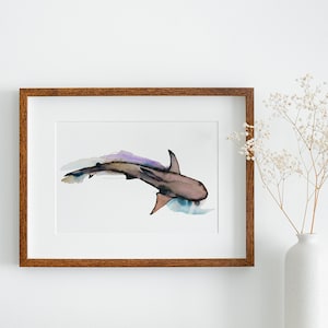 Blacktip Reef Shark Watercolor Print - Etsy