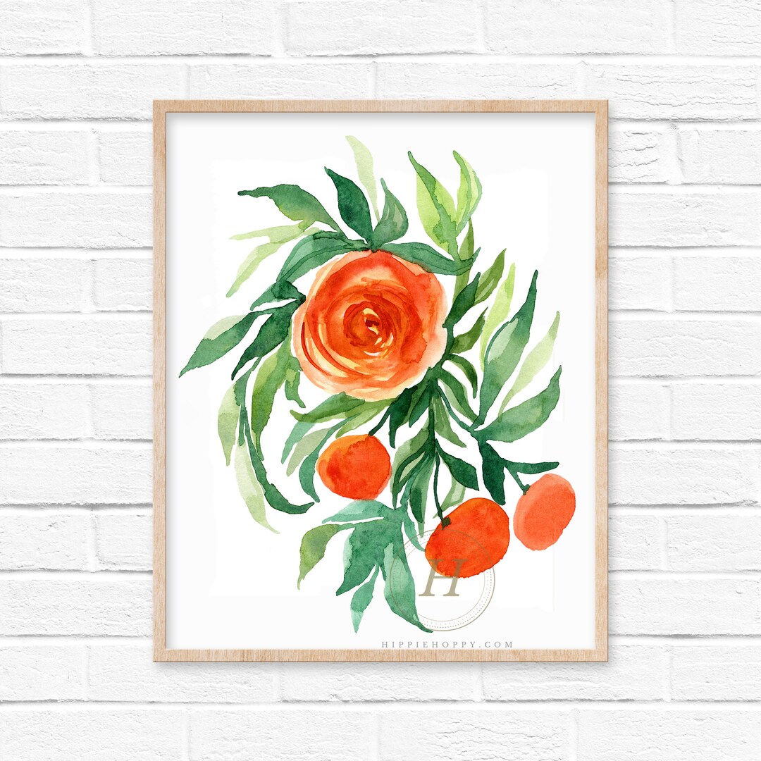 Flowers and Fruit Watercolor Print - Etsy