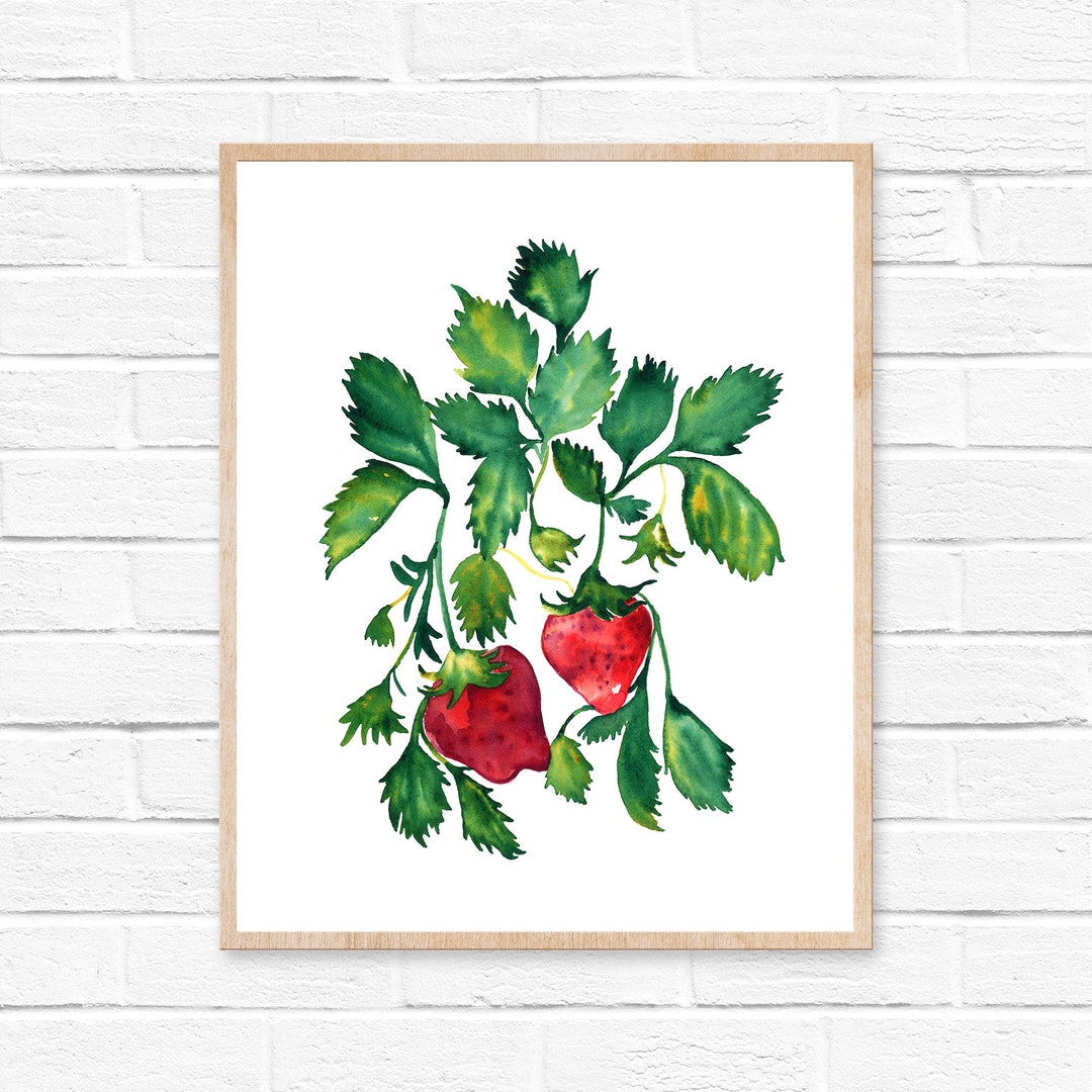 Strawberry Watercolor Print - Etsy