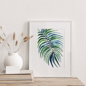 Palm Leaf Watercolor Print Wall Art - Etsy