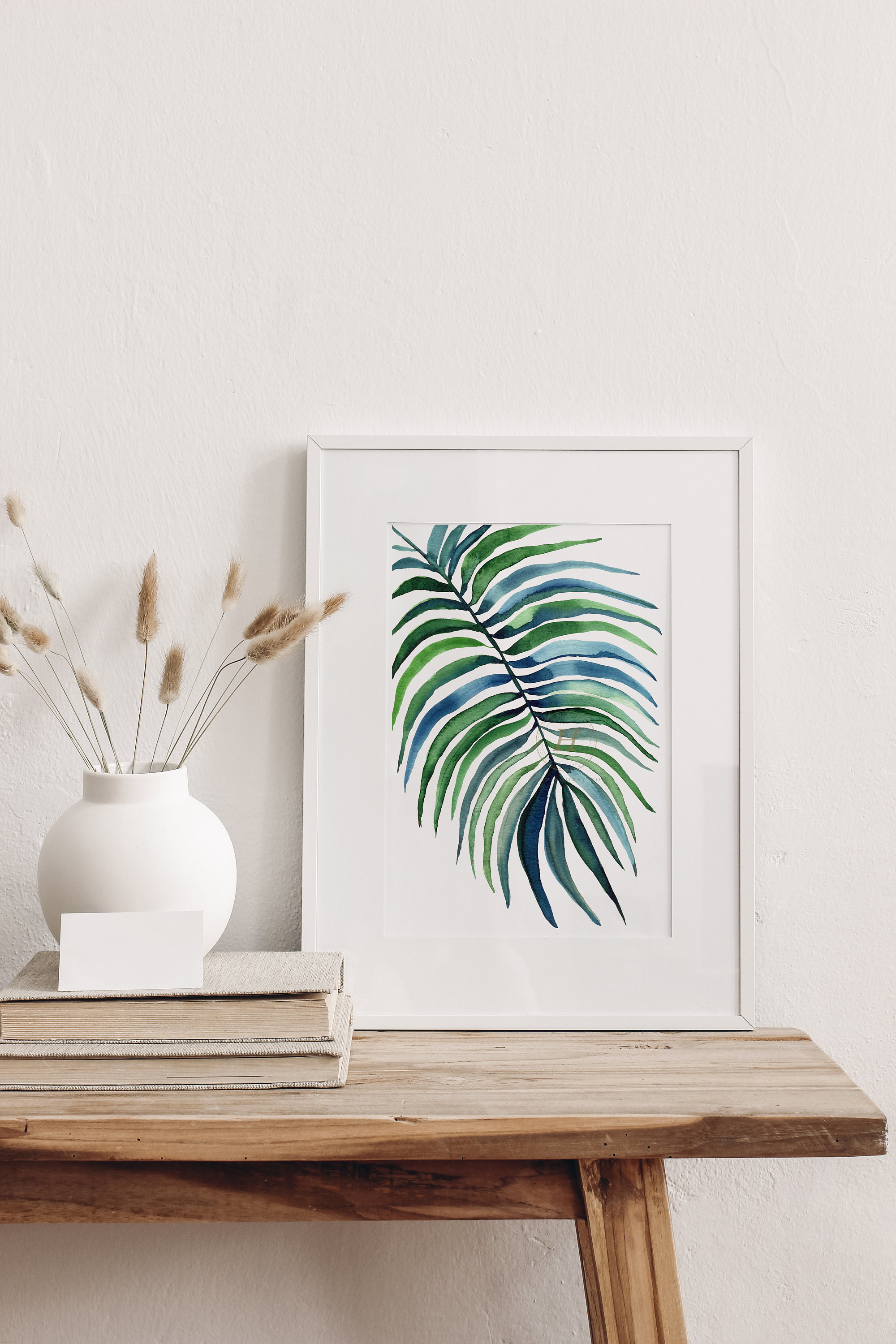 Palm Leaf Watercolor Print Wall Art - Etsy