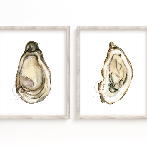 Oyster Shell Watercolor Art Print - Etsy