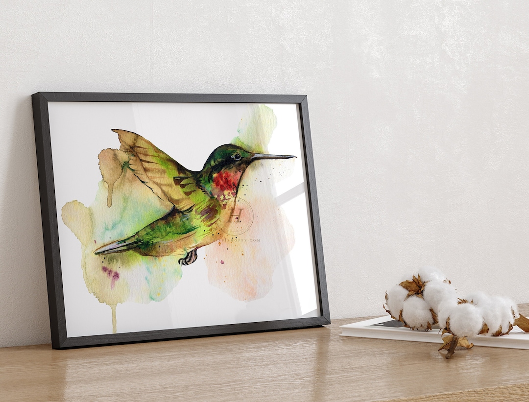 Hummingbird Watercolor Print, Bird Wall Art, Painting - Etsy