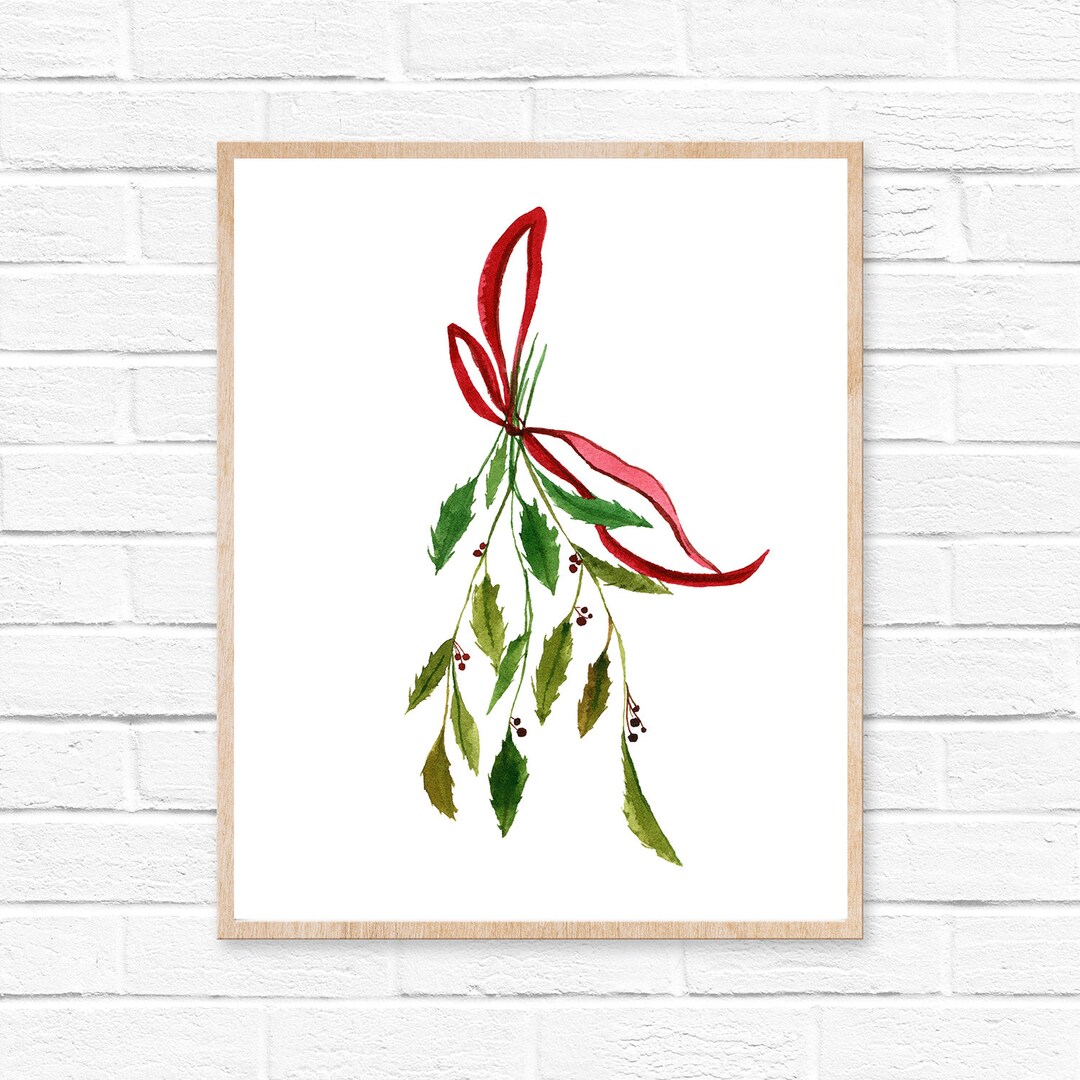 Holly Leaves Watercolor Print - Etsy