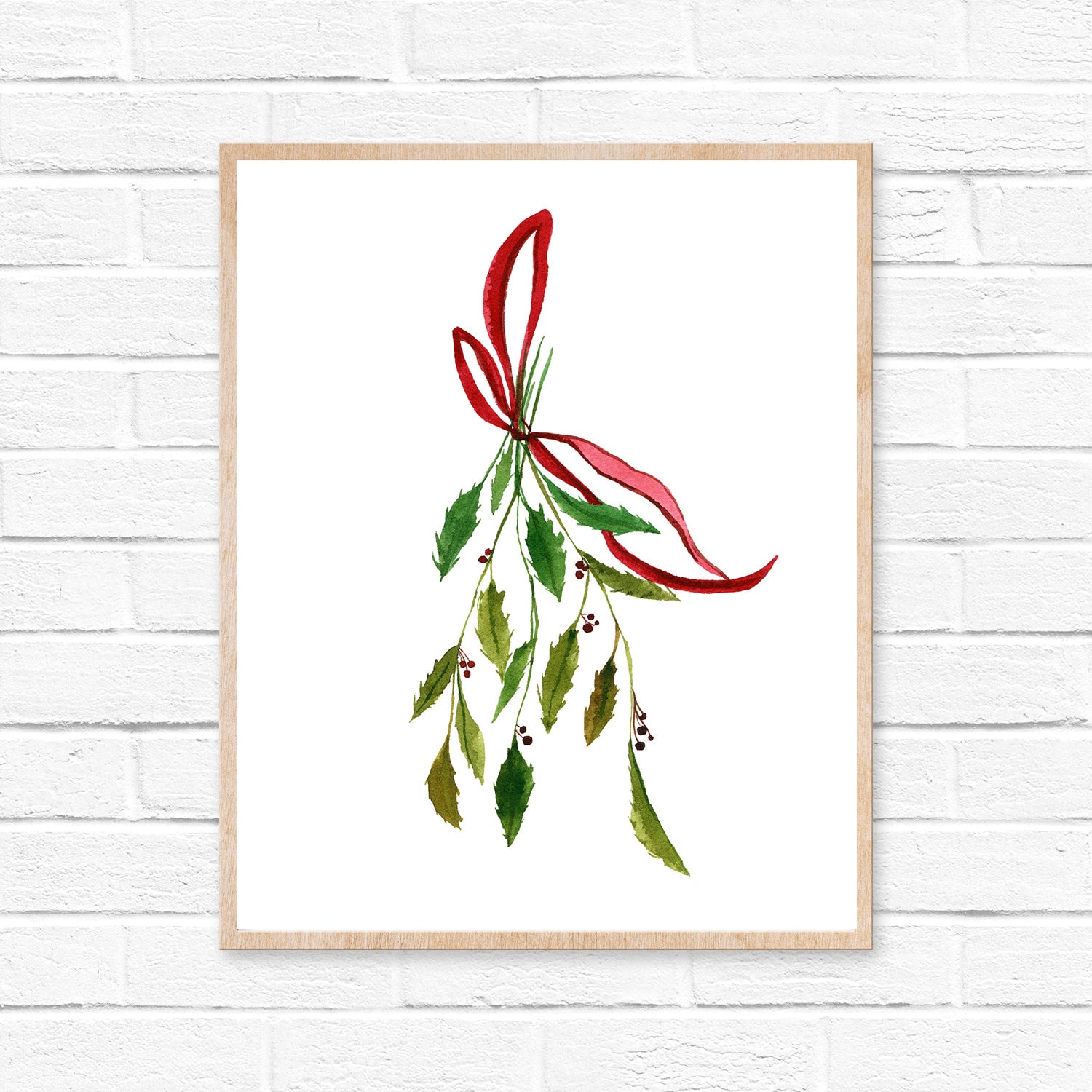 Holly Leaves Watercolor Print | Etsy