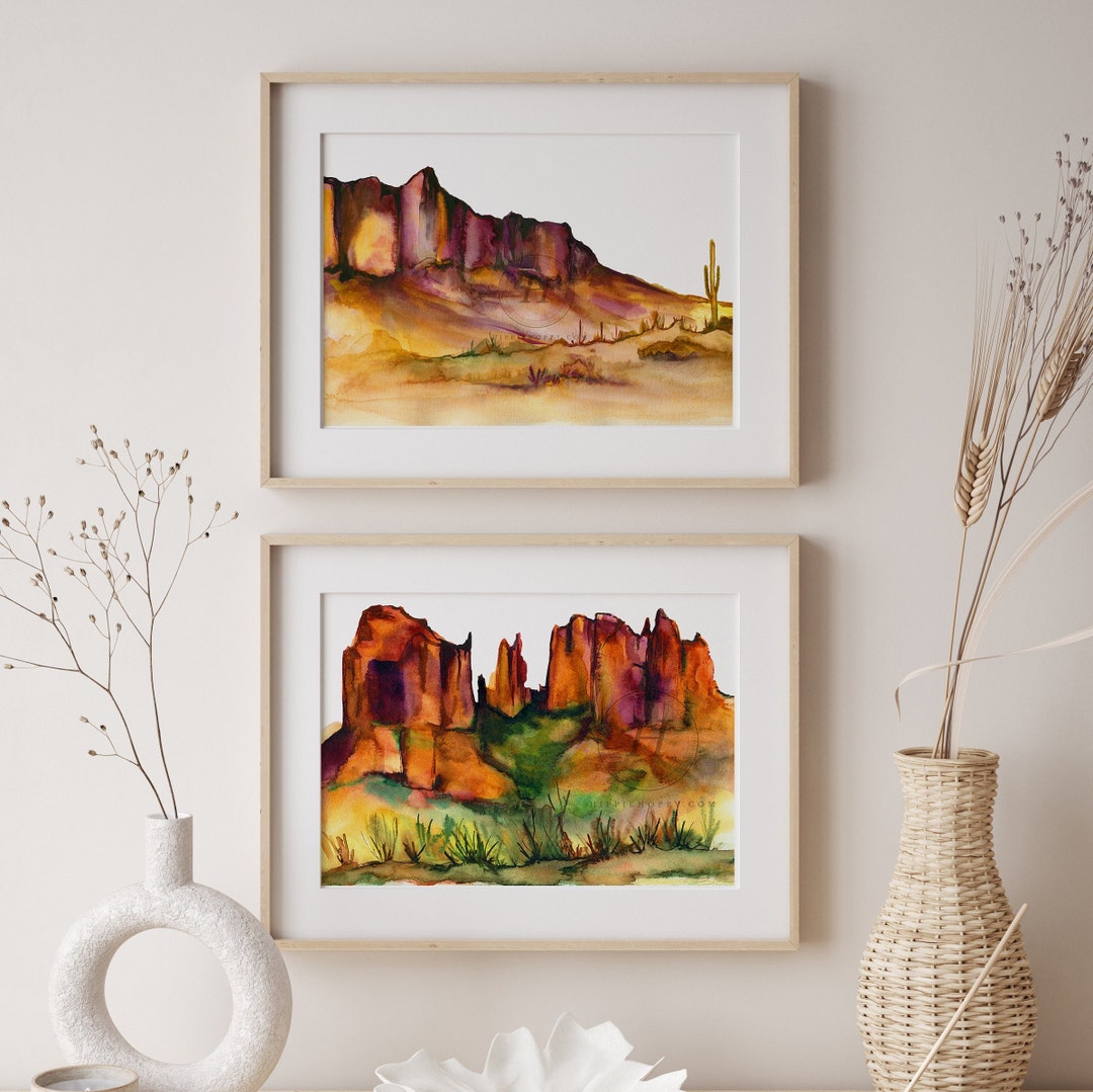 Desert Wall Art Landscape Painting Modern Arizona Decor Southwestern ...
