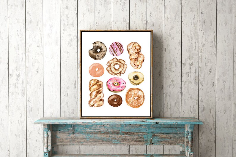 Donut Watercolor Print | Etsy