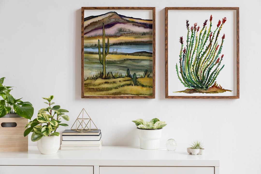 Desert Watercolor Prints Set of 2 Wall Art - Etsy