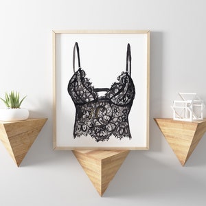 Bra Bathroom Watercolor Print - Etsy
