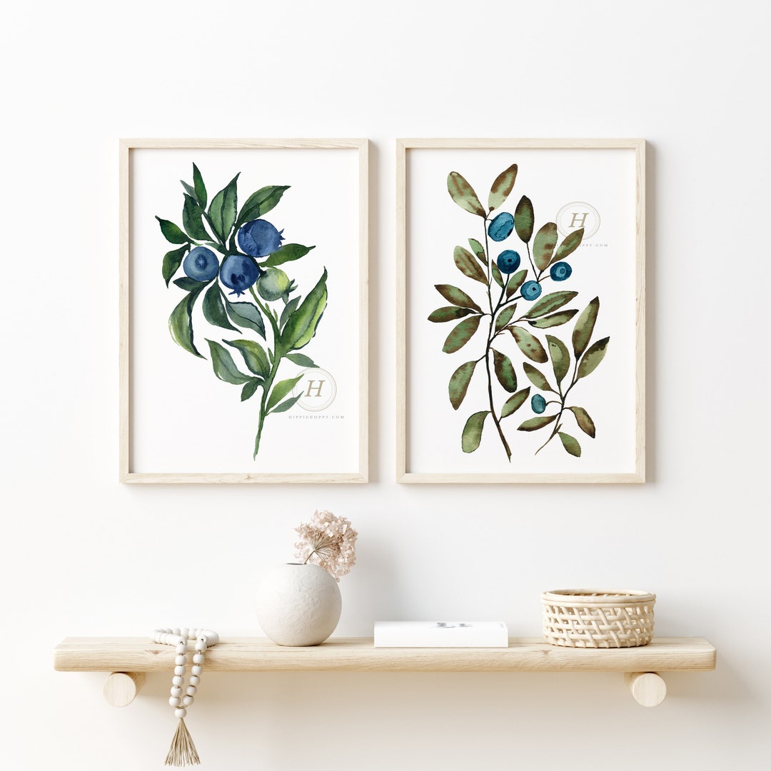 Blueberry Watercolor Prints Set of 2 - Etsy